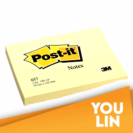3M 657 (3'' x 4'') Post It Note - Yellow - Sticky Note