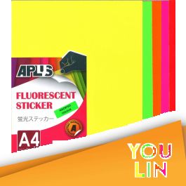APLUS A4 Fluorescent Sticker - Mix Colour 10'S - Label Stick