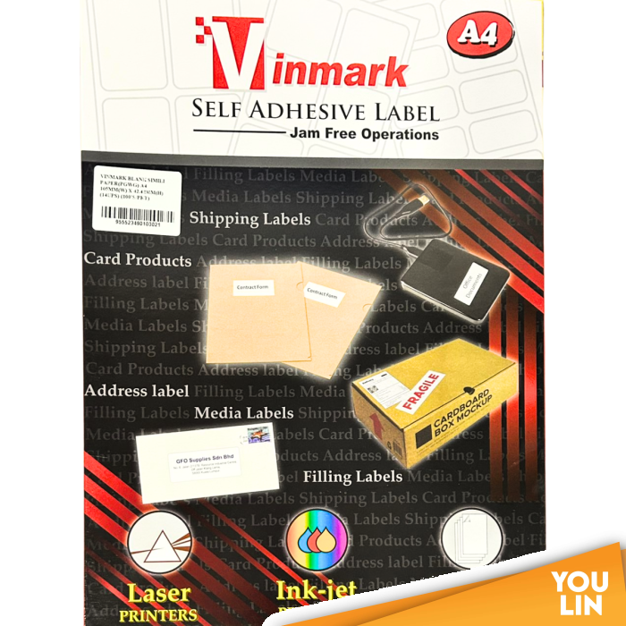 VINMARK LABEL 90 X 55MM 10UPS - 100'S - Label Sticker