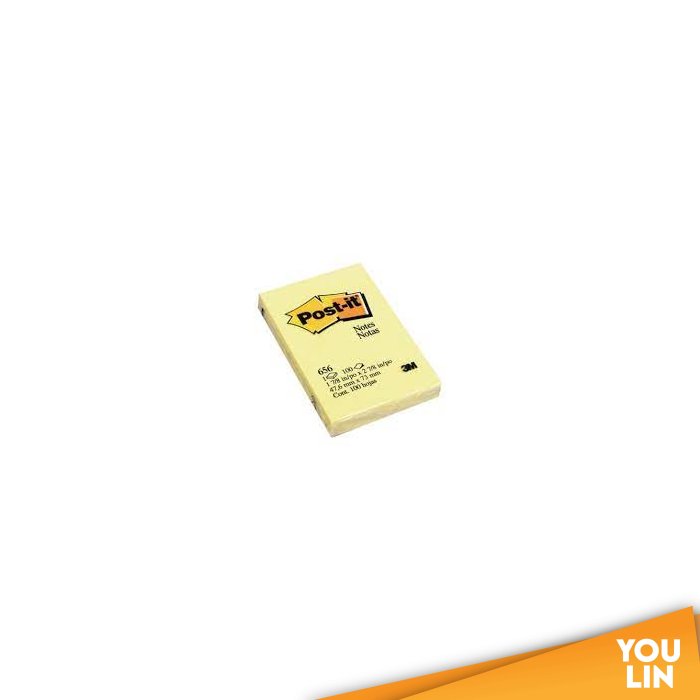 3M 656 (2'' x 3'') Post It Note - Yellow - Sticky Note