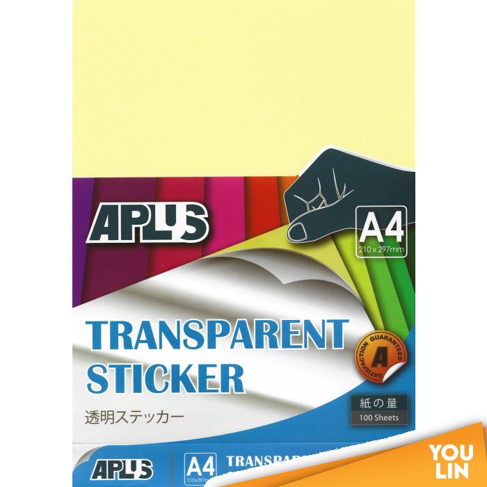 APLUS A4 Transparent Sticker 100'S - Label Sticker & Adh