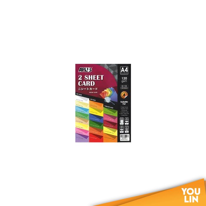APLUS A4 120gm 2 Sheet Card 100'S - Deep Colour - Card Paper