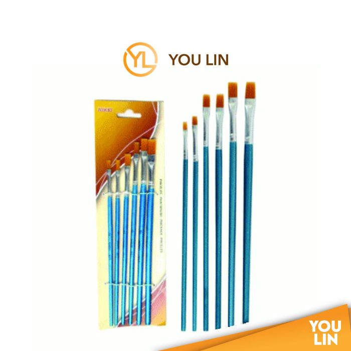 Nikki 6577 Nylon Paint Brush 6's (Square/Flat) - Poster Colo