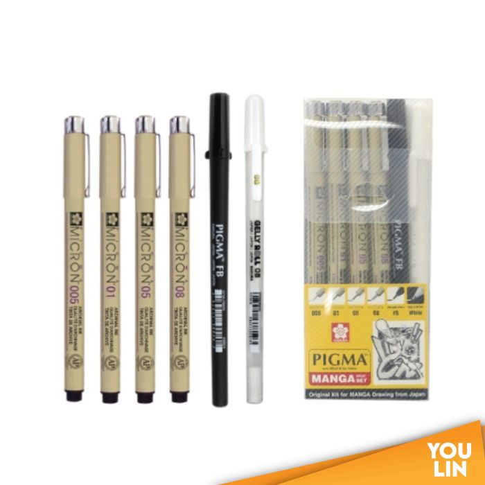 Sakura Pigma Manga Basic 6's Set - Colouring & Drawing