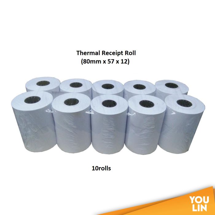 Thermal Receipt Roll 80mm x 57 x 12 X 100roll - Cash Book, R