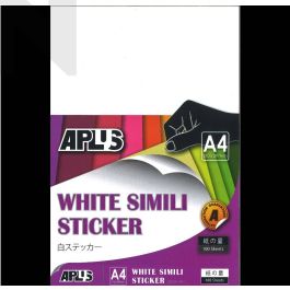 APLUS A4 White Simili Sticker 100'S - Label Sticker & Ad