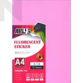 APLUS A4 Fluroescent Sticker - L.Pink 10'S - Label Sticker