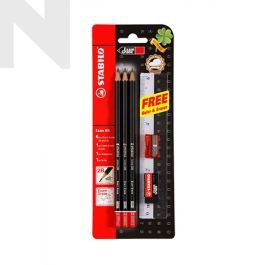 STABILO Micro 2B Pencil with Eraser & Sharp - Exam Set