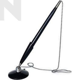 DESK PEN V STEEL CHAIN 0.7MM - BLACK - Office Supplies
