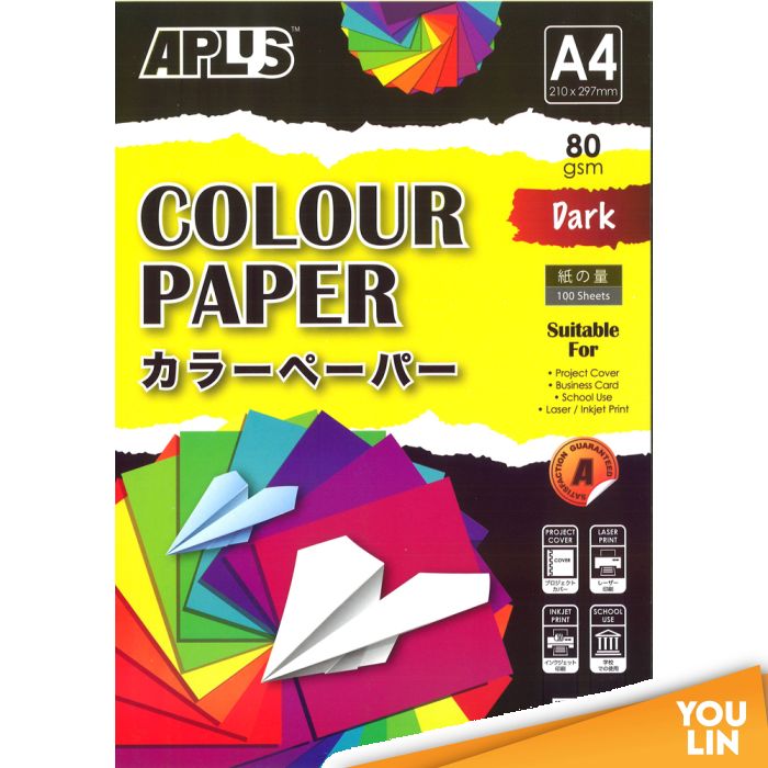 APLUS CP4802 A4 80gm Mix Dark Colour Paper 100'S Ast - Card