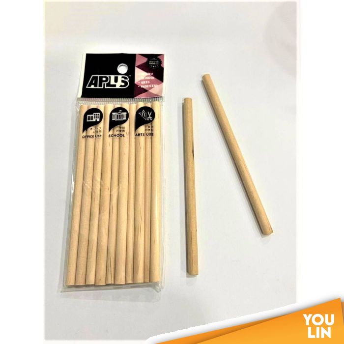 APLUS Round Wood Stick 12cm 10pcs - Plain - Hobby Craft