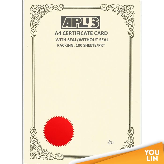 APLUS A4 160gm Certificate Card V/Seal - AS21 - Certificate