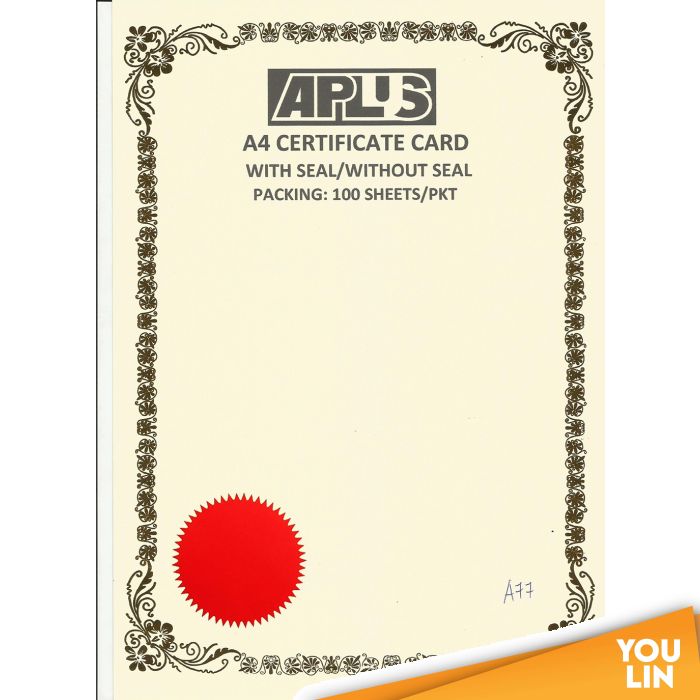 APLUS A4 160gm Certificate Card V/Seal - AS77 - Certificate