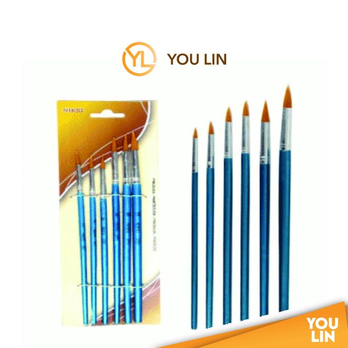Nikki 6251 Nylon Paint Brush 6's (Round) - Poster Color