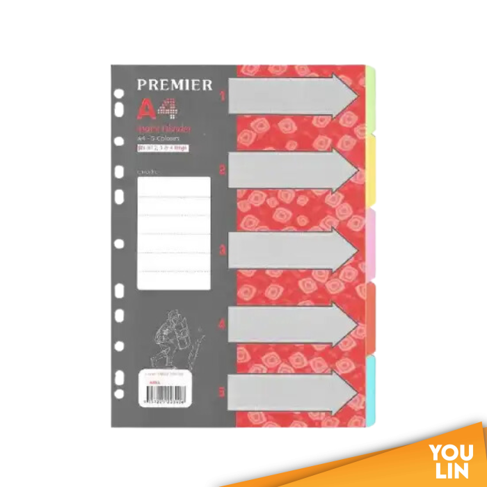 Premier 5 Colour Index Divider - Office Supplies