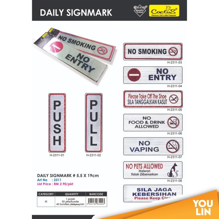 Cactus 2311 Daily Signmark - Label Sticker & Adhesive La